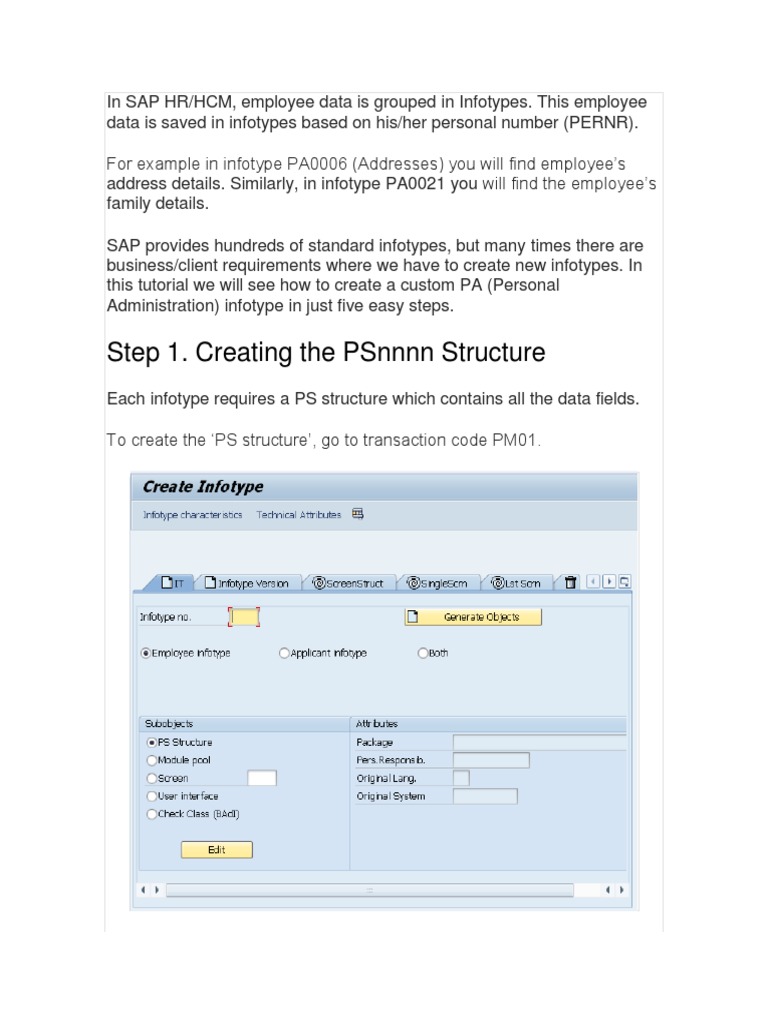 How To Create SAP PA-HR Infotype | PDF | Databases | Information Management