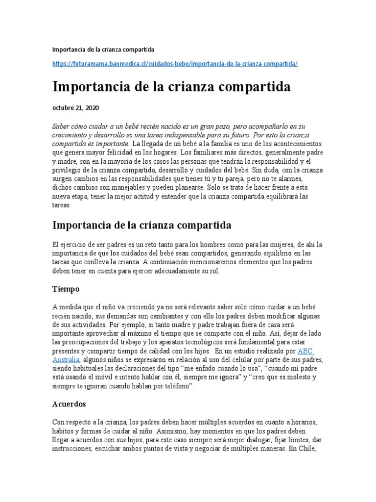 Beneficios de la crianza compartida | PDF | Violencia | Infantes