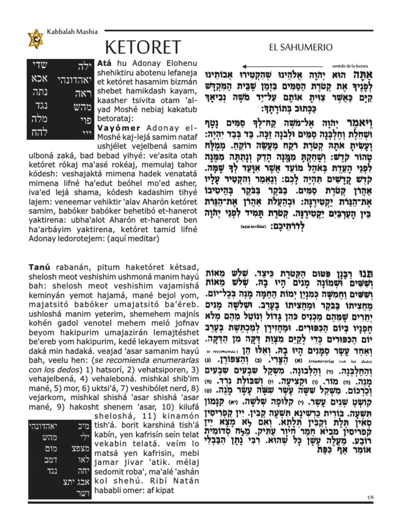 Ketoret: El Sahumerio | PDF | Religión y espiritualidad
