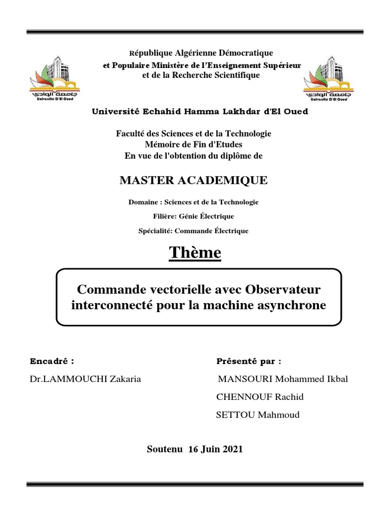 Commande vectorielle de machines asynchrones | PDF | Champ magnétique ...