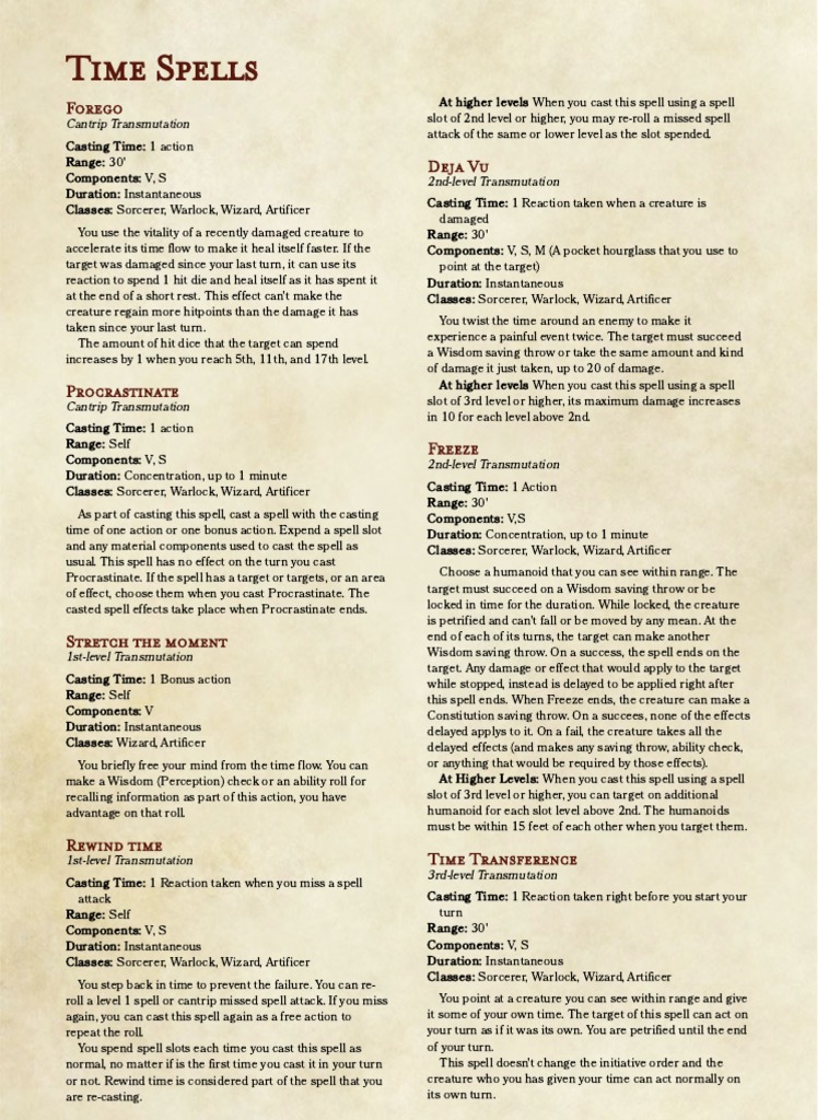 Time Stuff | PDF | Wizards Of The Coast Games | Fantasy Role Playing Games