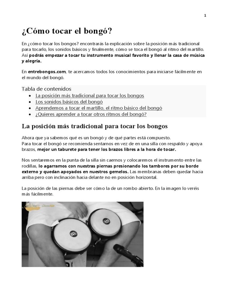 Cómo Tocar El Bongó | PDF | Mano | Ritmo