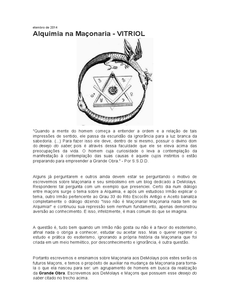 VITRIOL | PDF | Alquimia | Maçonaria