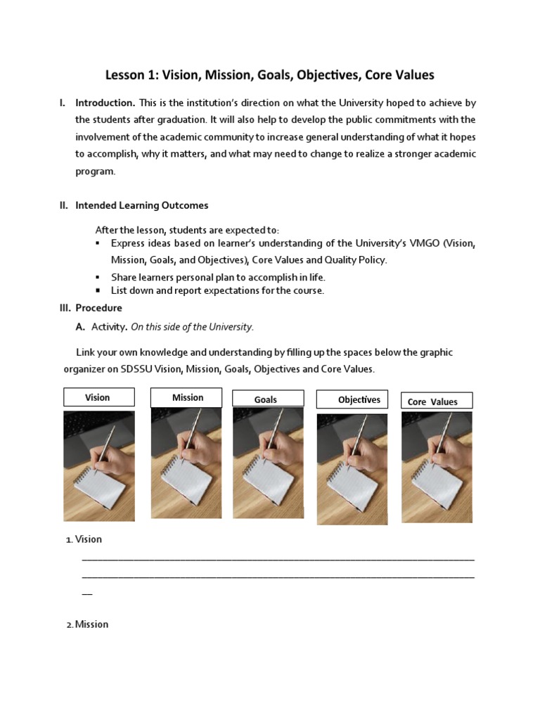 Week 1 Familiarize The Vmgo | PDF | Goal | Competence (Human Resources)