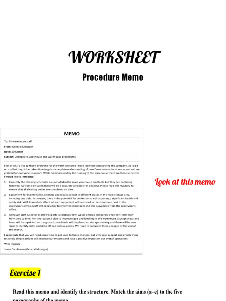 Worksheet: Procedure Memo | PDF