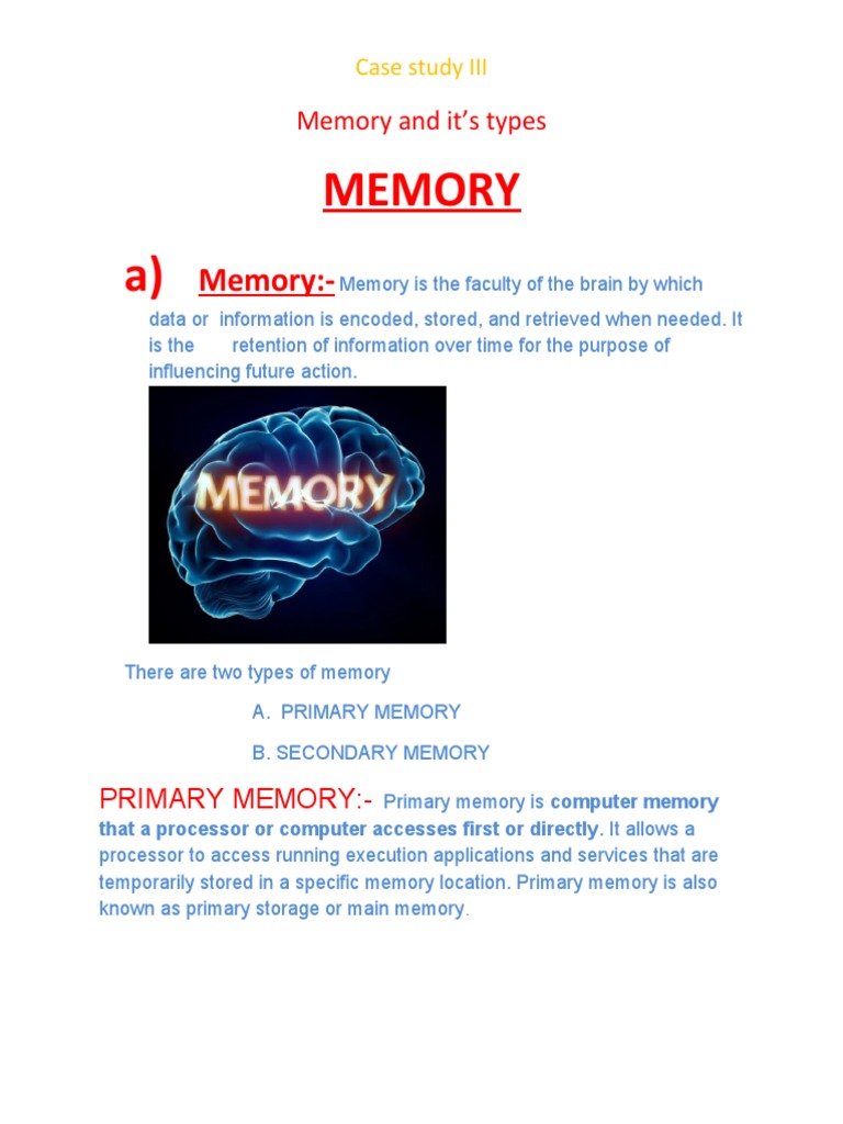 Memory CASE STUDY | PDF | Computer Data Storage | Read Only Memory