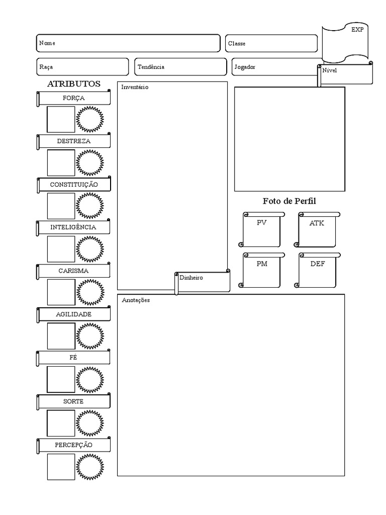 Ficha RPG Gutvil (Editável) | PDF