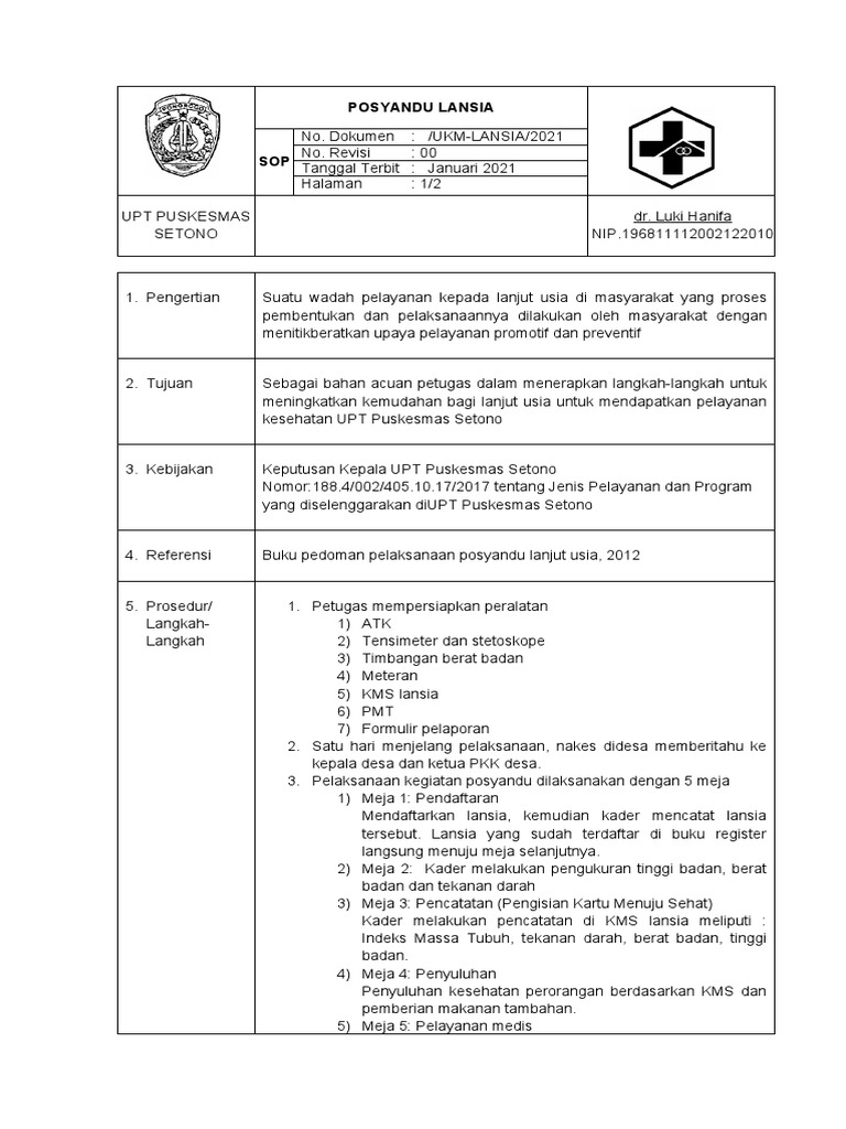 Sop Posyandu Lansia | PDF