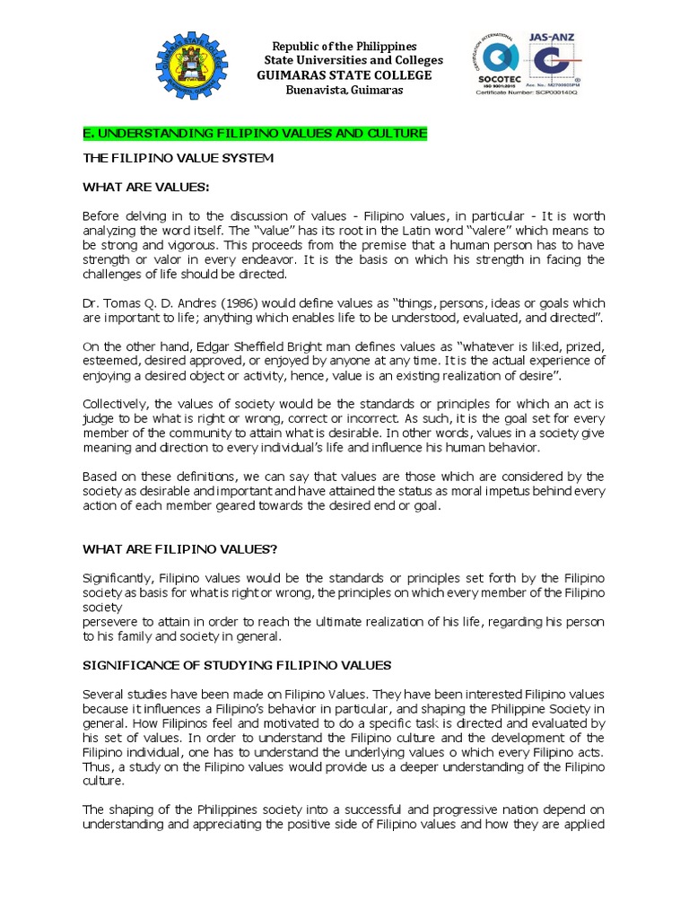 Understanding Filipino Values | PDF | Value (Ethics) | Family