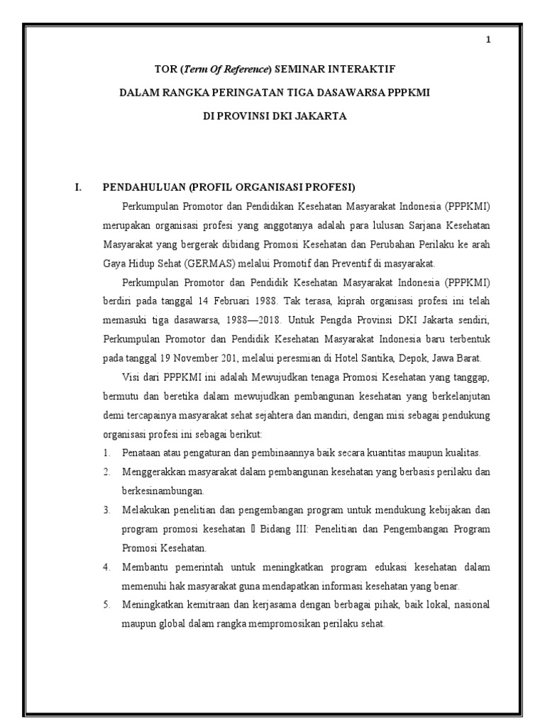 Tor Kegiatan Seminar 2018 | PDF | Pengembangan Diri