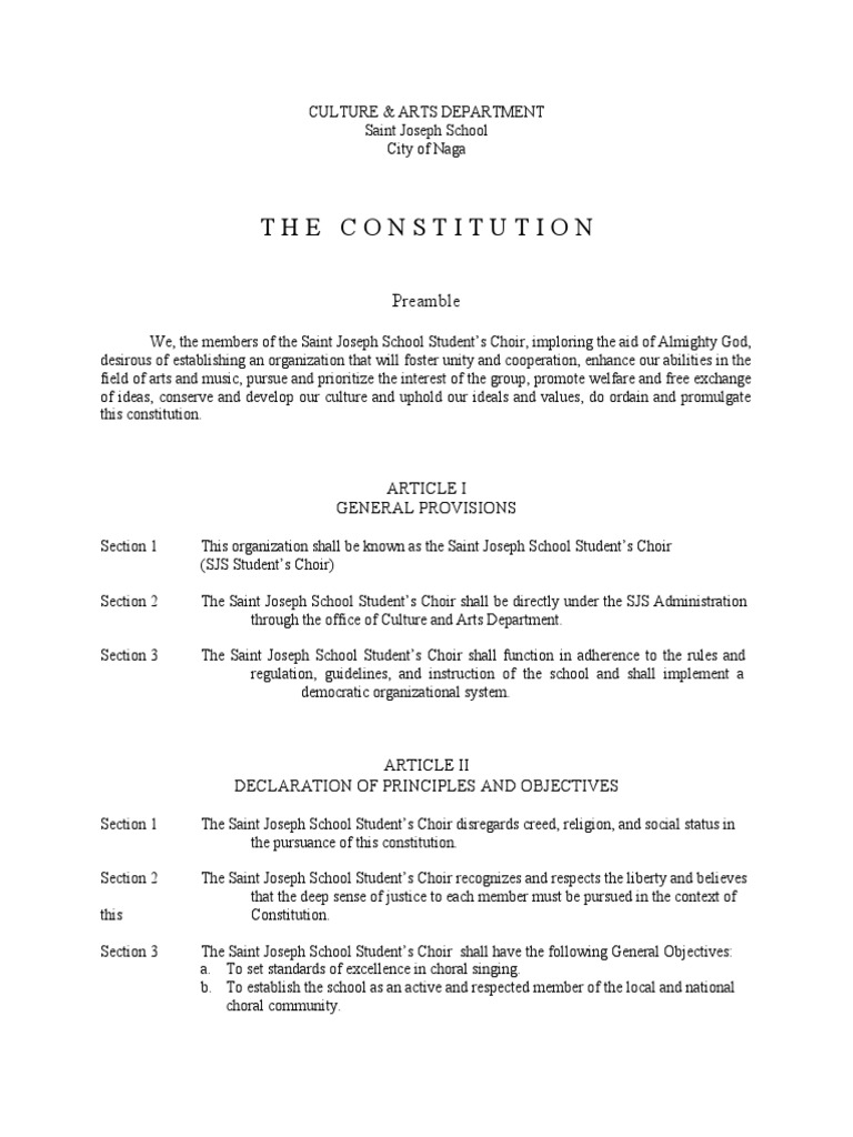 SJS Students Choir Constitution | PDF | Ratification | Constitutional Amendment