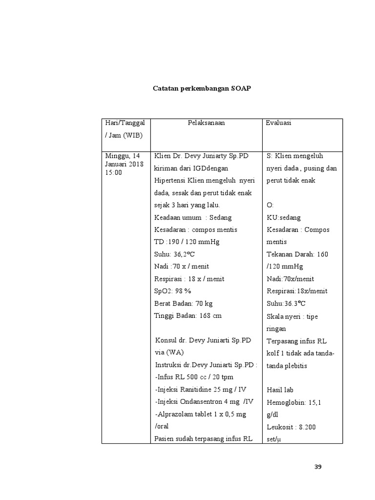 Catatan Perkembangan SOAP | PDF