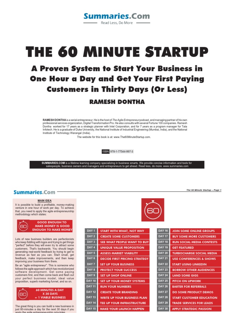 The 60 Minute Startup PDF | PDF | Entrepreneurship | Small Business ...
