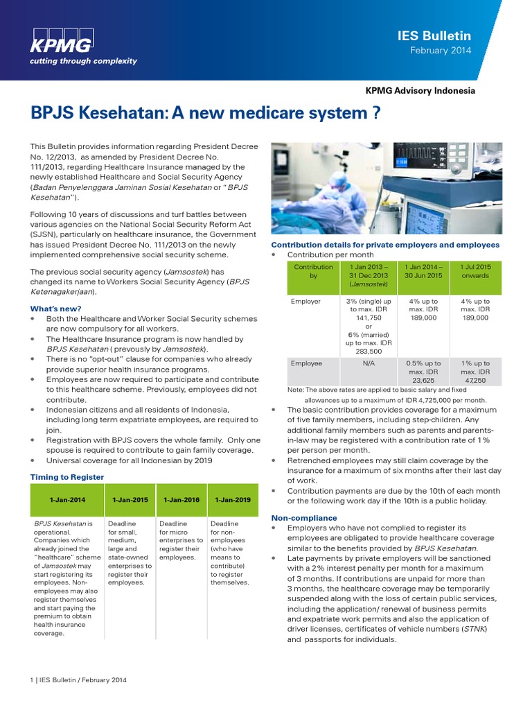 Bpjs Kesehatan English Pdf Employment Taxes 