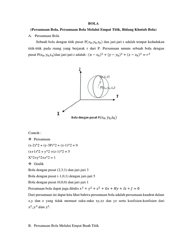 Geometri Analitik Ruang Bola | PDF