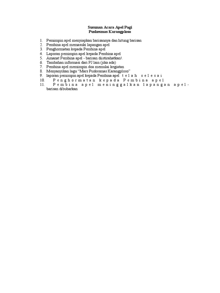 Susunan Acara Apel Pagi | PDF