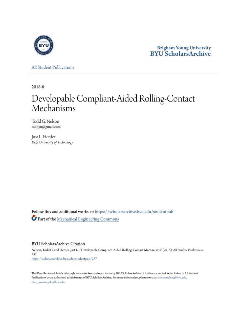 Developable Compliant-Aided Rolling-Contact Mechanisms | PDF ...