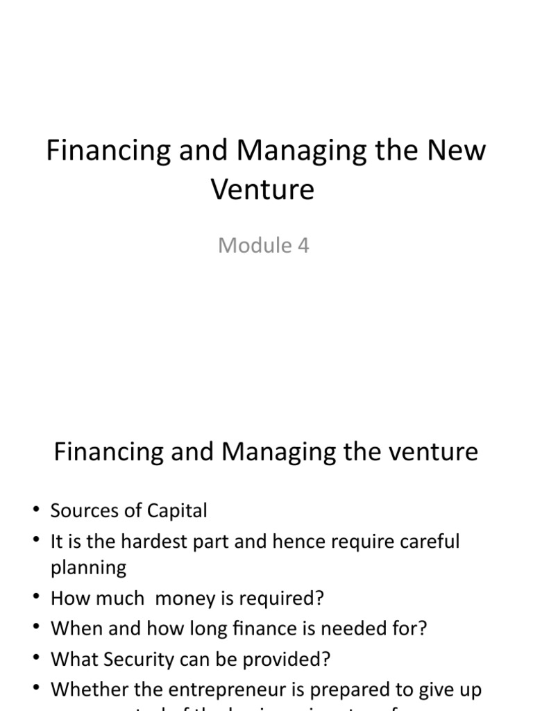 Module 4 Managing The Venture | PDF | Marketing | Investing
