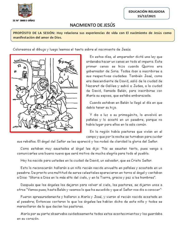 Actividades sobre el Nacimiento de Jesús | PDF | Natividad De Jesus ...