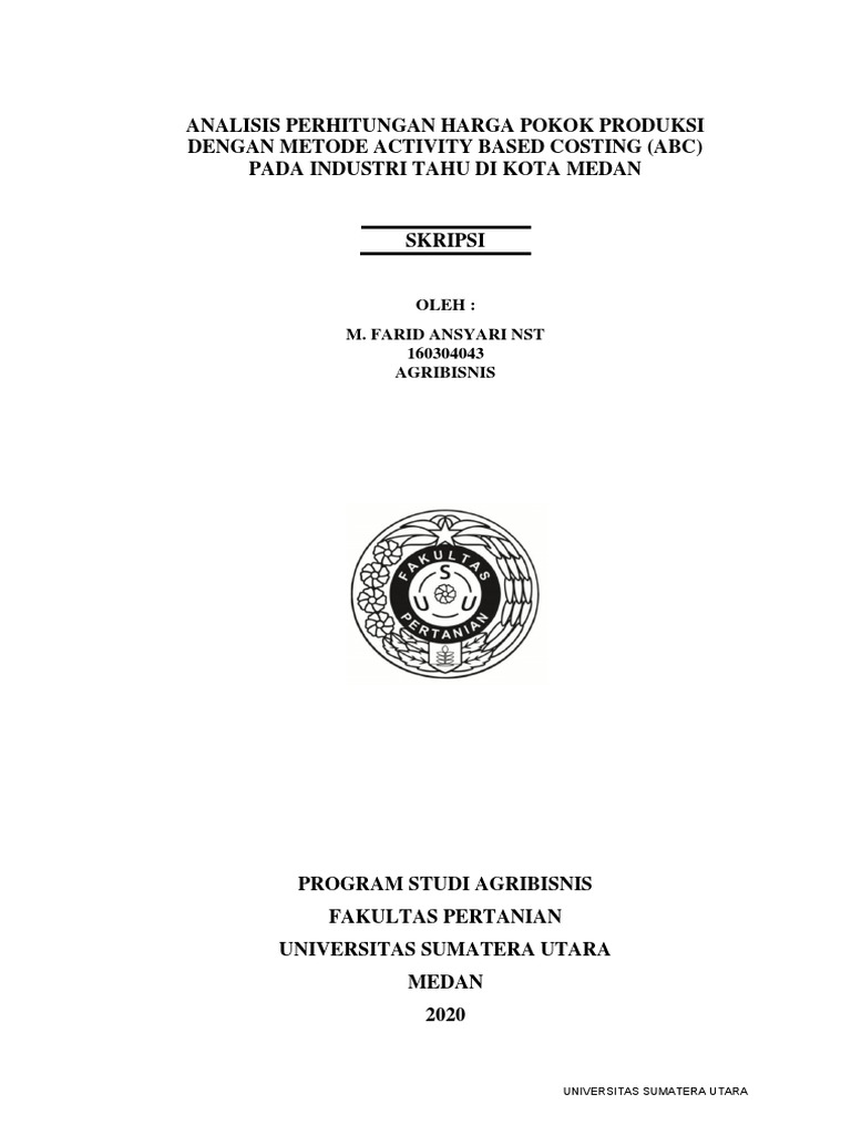 Analisis Perhitungan Harga Pokok Produksi Dengan Metode Activity Based ...