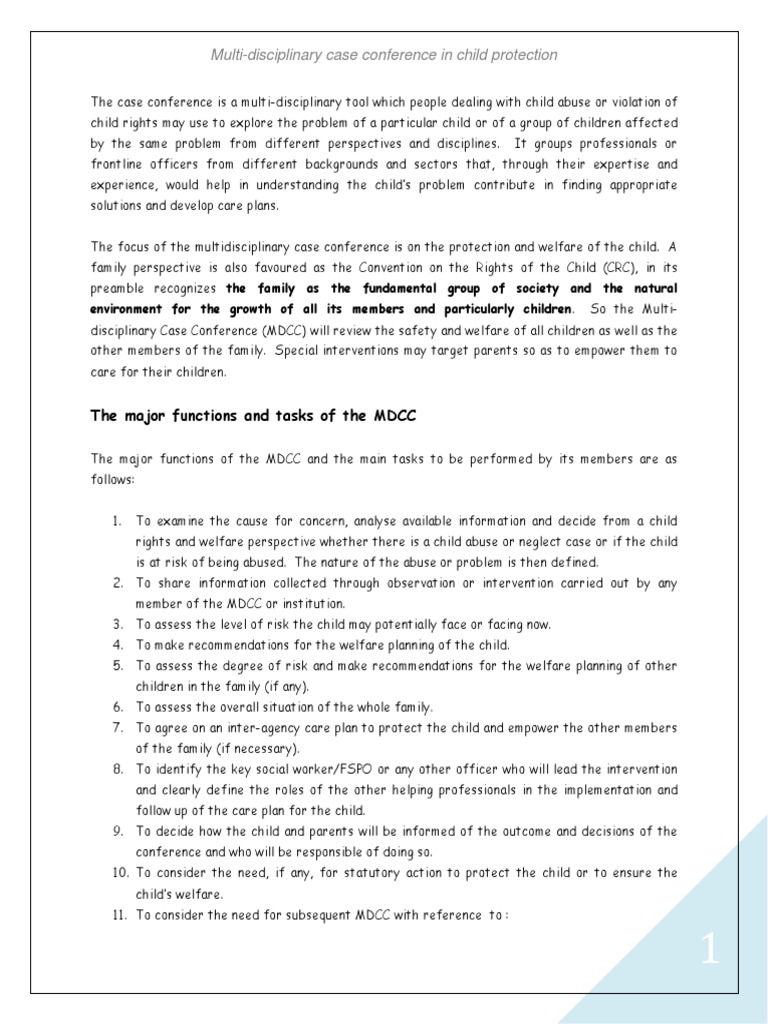 Multi-Disciplinary Case Conference Guide | PDF | Child Protection | Family