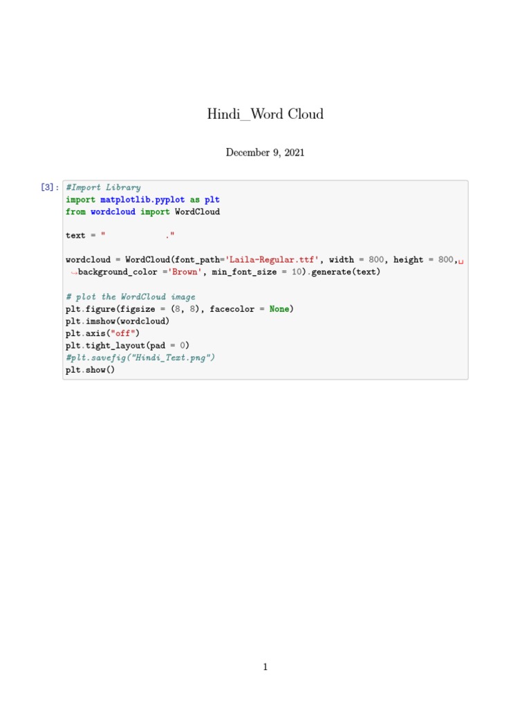 Hindi Word Cloud Generation Guide | PDF