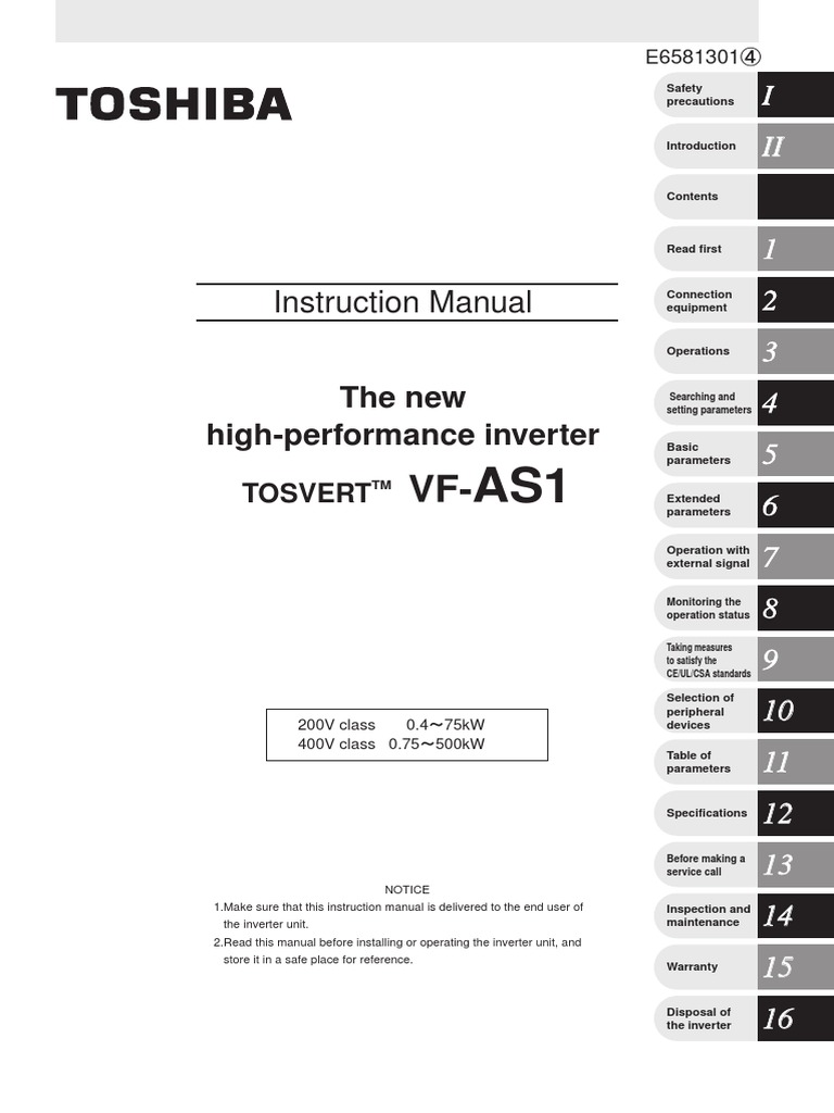 Toshiba VF AS1 Manual | PDF | Electric Motor | Power Inverter