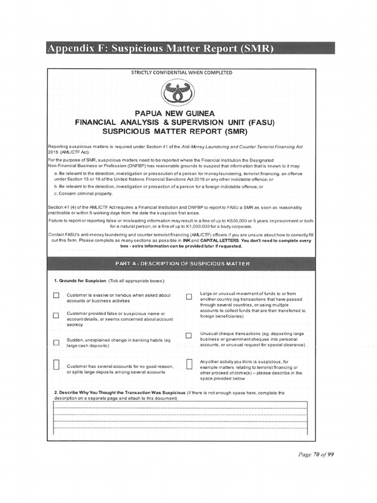 Suspicious Matter Reporting Form | PDF
