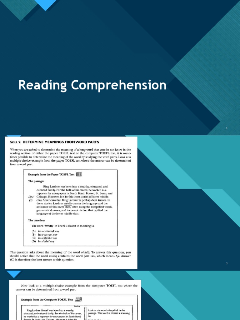 Click To Edit Master Title Style: Reading Comprehension | PDF