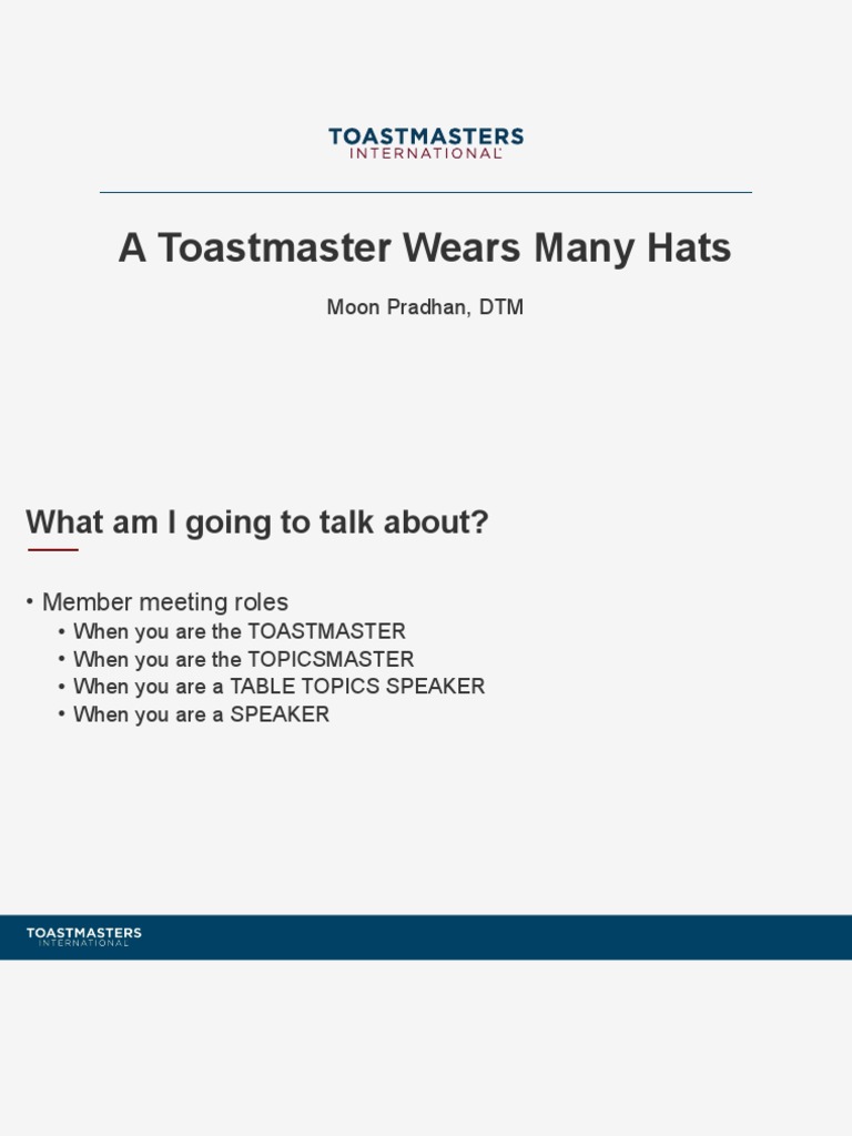 Toastmaster Meeting Roles Explained | PDF | Communication | Cognition