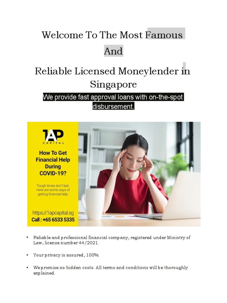 Best Licensed Moneylender in Singapore - 1AP Capital | PDF | Finance ...