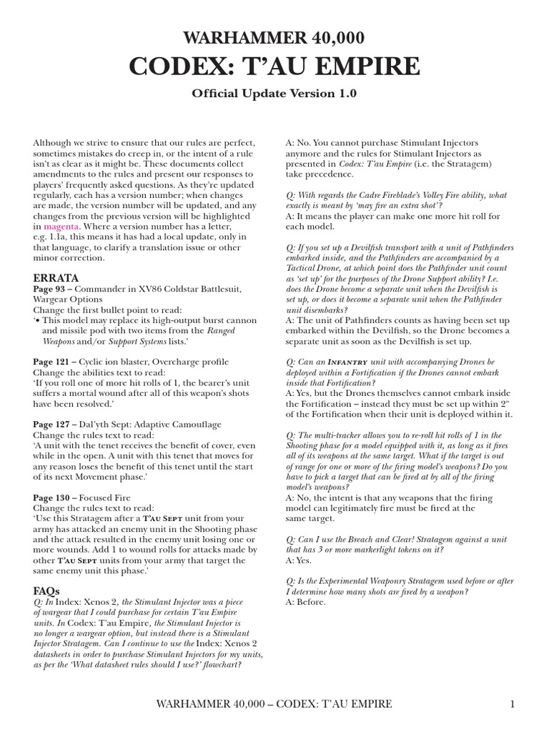 Codex: T'Au Empire: WARHAMMER 40,000 | Download Free PDF | Military ...
