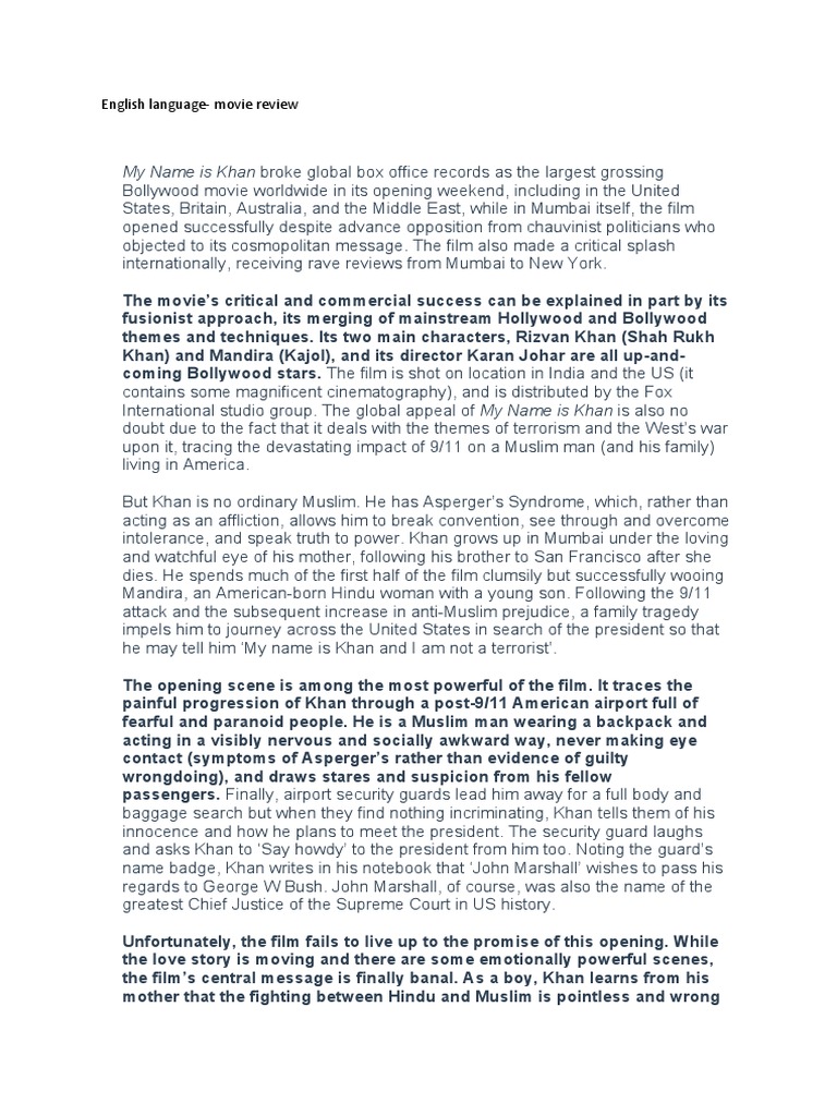 My Name is Khan: A Critical Review | PDF