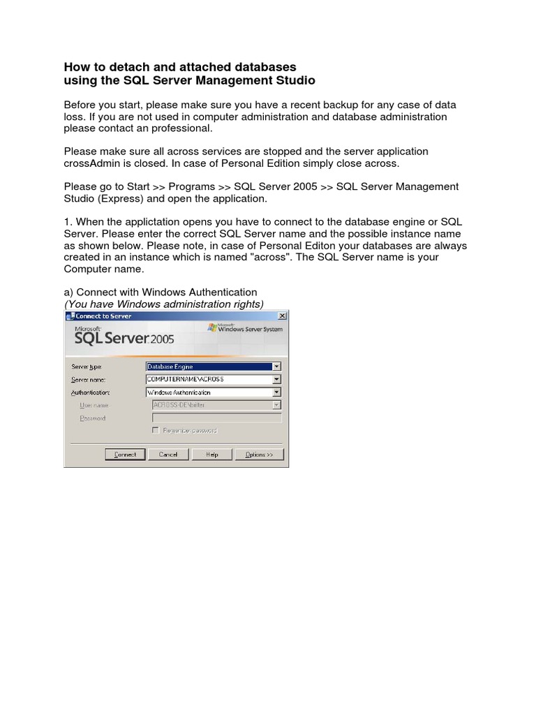 Detach-Attach Databases Using SQL Server Management Studio | PDF | Microsoft Sql Server | Databases