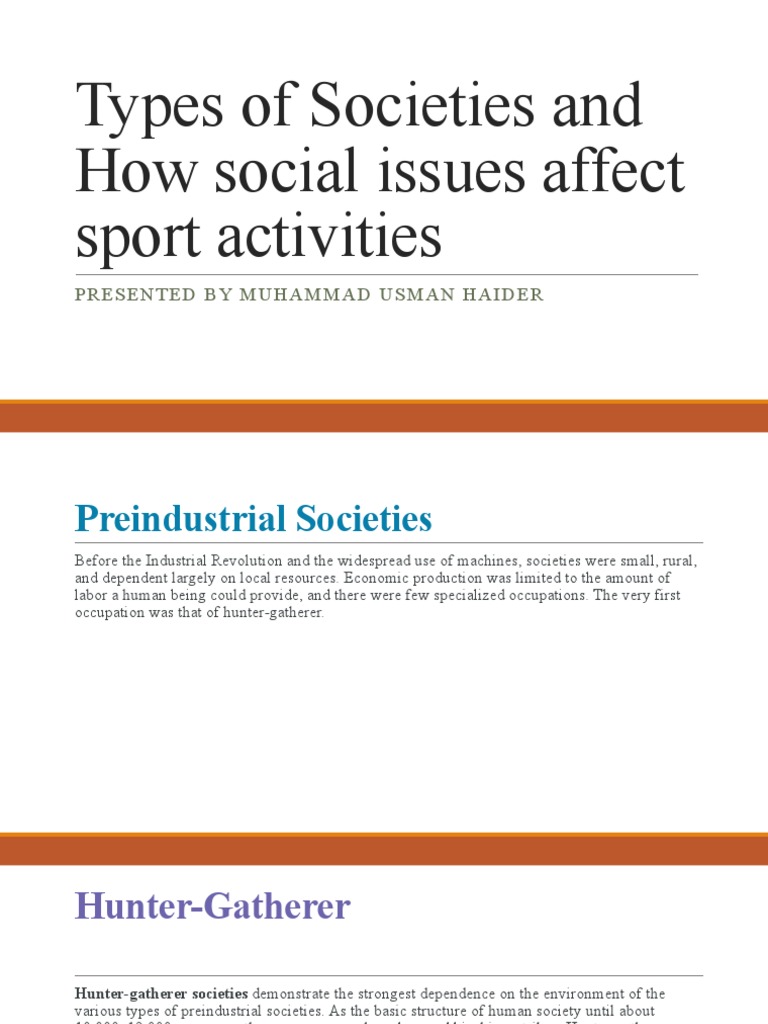 Types of Societies and How Social Issues Affect Sport Activities | PDF ...