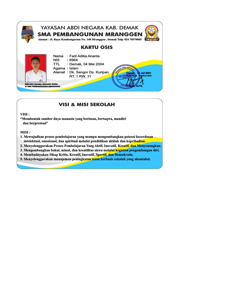 Desain Kartu Osis 1 | PDF