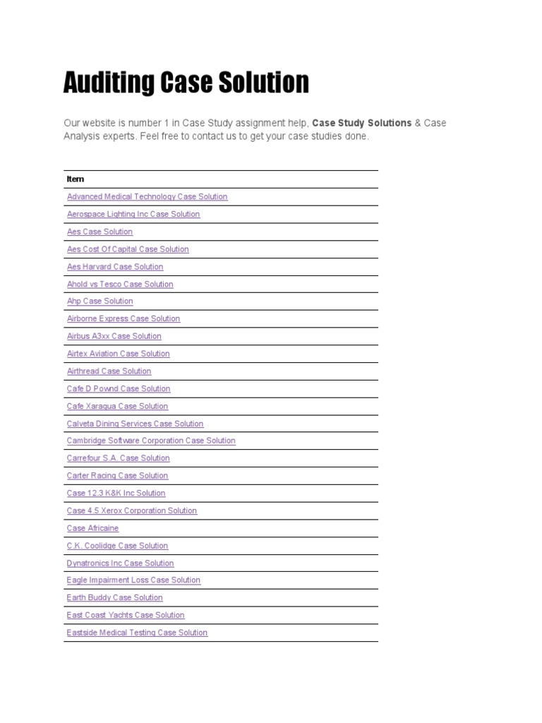 Auditing Case Studies | PDF