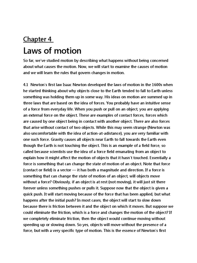 General Physics Chapter 4 Notes | PDF | Force | Inertia