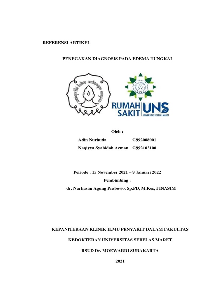 Referat Edema Tungkai (Dr. Nurhasan AP, SP - PD, M.kes, FINASIM) | PDF