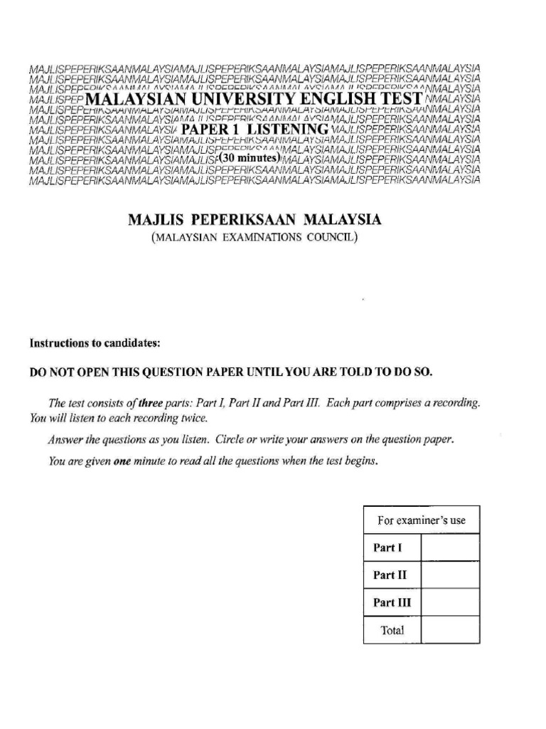 MUET+Sample Question+Listening | PDF