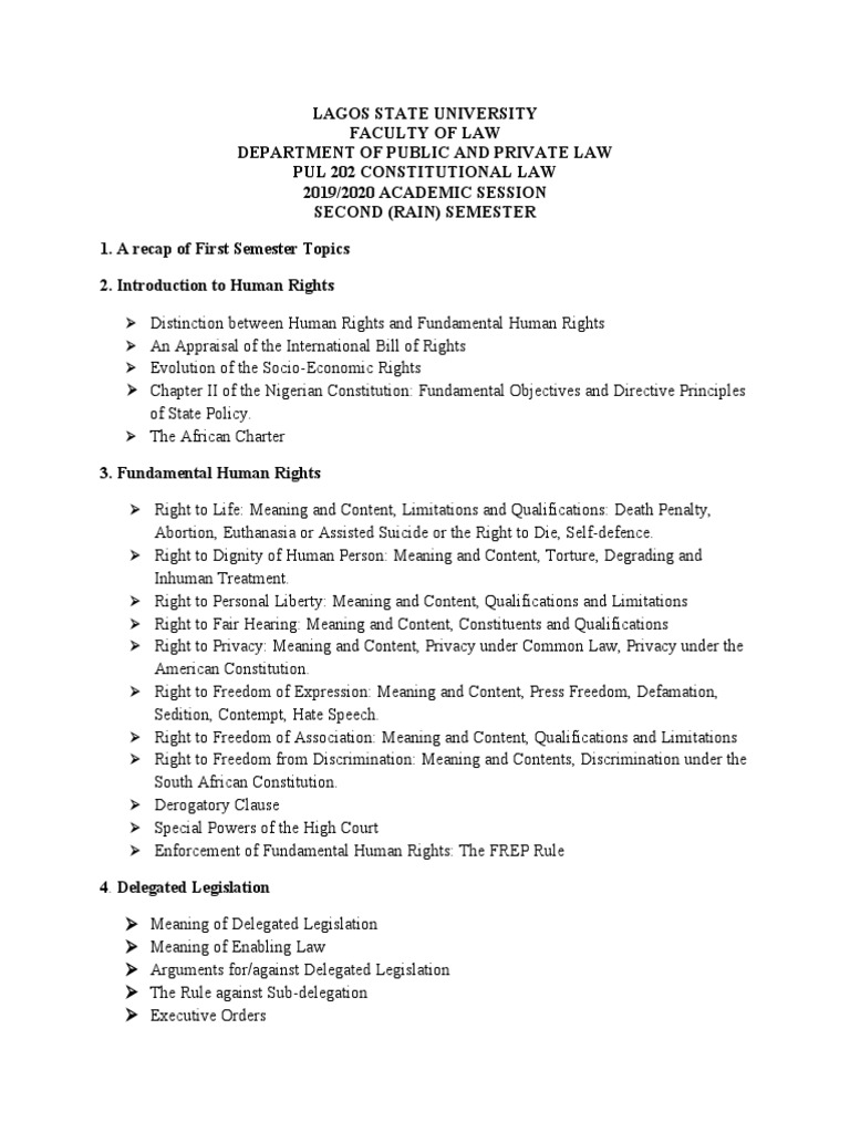 Constitutional Law Course Outline 20192020 2nd Semester | PDF ...