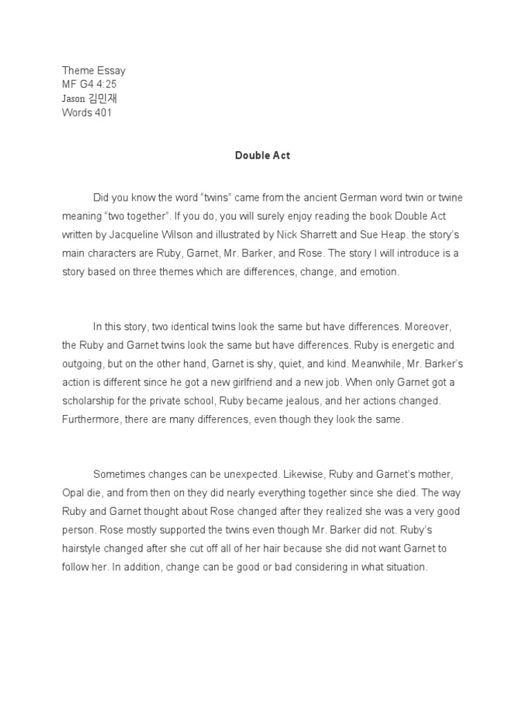 Double Act Theme Essay | PDF