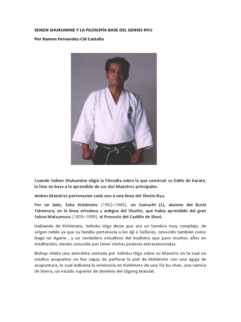 Seiken Shukumine y la filosofía de Gensei-ryu | PDF | Cinemática | Kárate