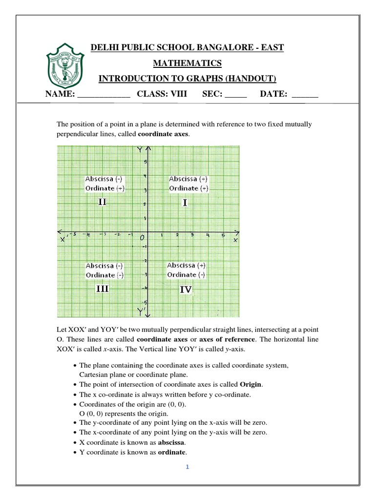 Introduction To Graphs Handout & Worksheet | PDF | Cartesian Coordinate ...