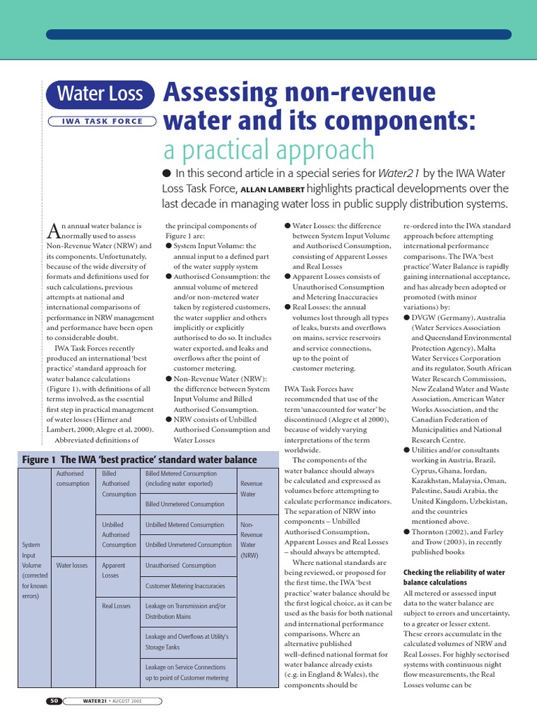 IWA Best Practice for Water Balance | PDF