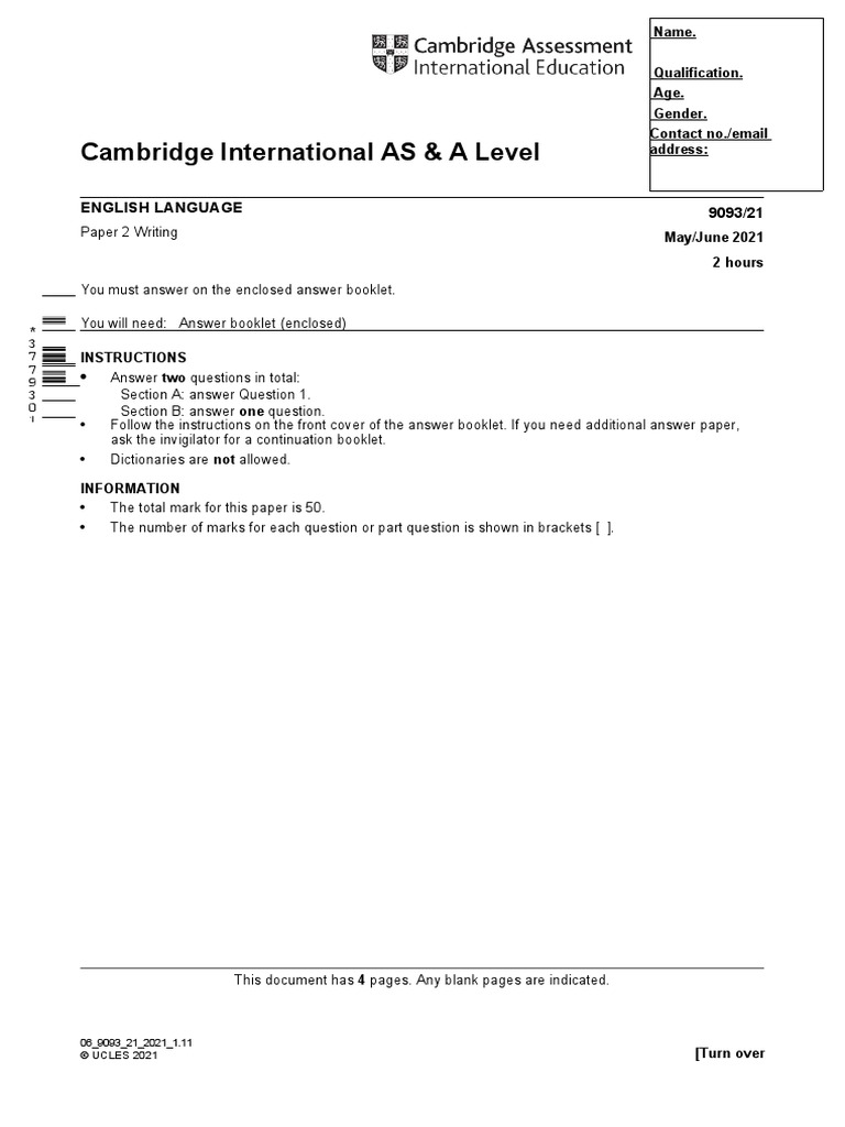 Paper 2 A Level Paper | PDF | Copyright | Question