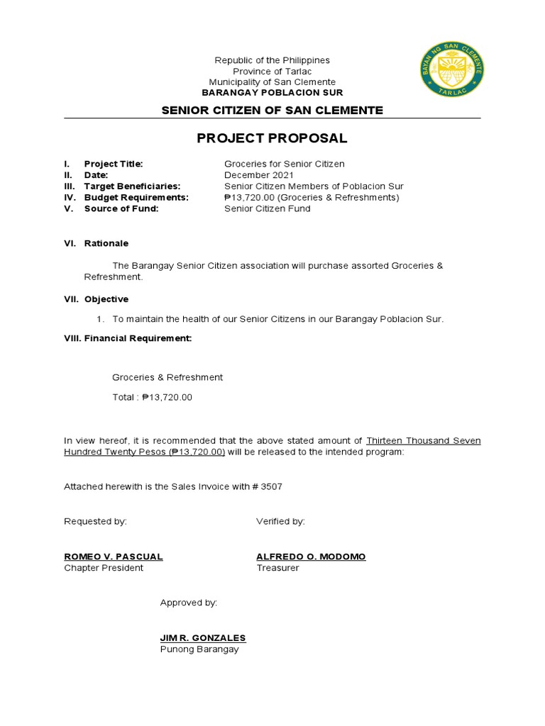 Groceries Project Proposal for Seniors | PDF | Social Science
