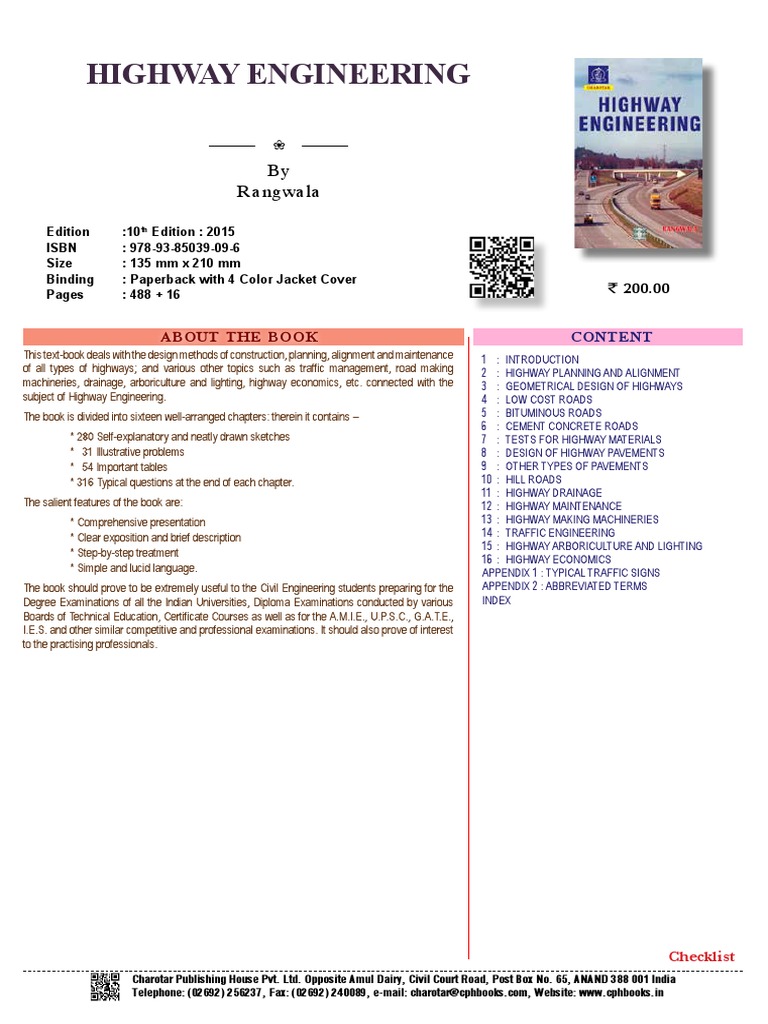 Highway Engineering Handbook by Rangwala | PDF | Road | Road Surface