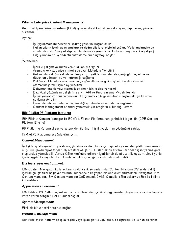 Özet Anlatım Filenet P8 5.5.x | PDF