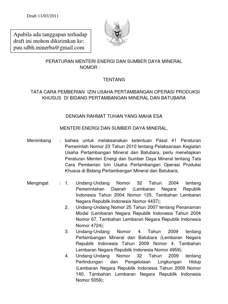 Rancangan Permen IUP OPk | PDF